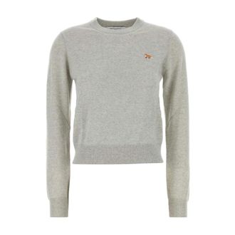 Maison Kitsun&eacute; Pullover mit Fuchs-Kopf-Patch - - Knitwear - Damen - Grau - M