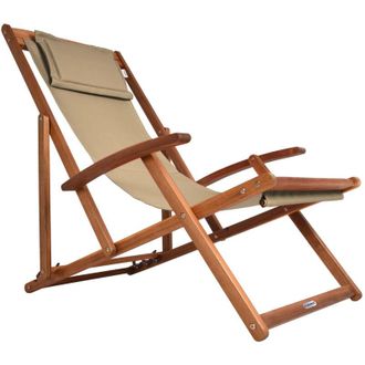 Deuba CASARIA Sonnenliege Holz Wetterfest Klappbar Verstellbar 160kg Belastbar Armlehne Kissen Garten Balkon Liegestuhl Akazie 94x94x60cm versch. Farben