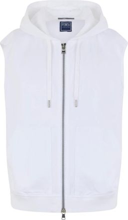 Fedeli Homme, Sweatshirts et sweats &agrave; capuche, Blanc, Taille: M SweaT-shirt sans Manches avec Fermeture &Eacute;clair