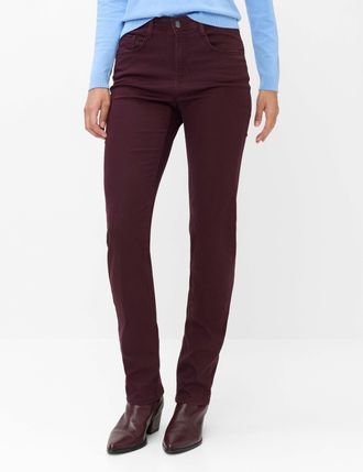 Brax 5-Pocket-Hose BRAX Style CAROLA, Damen, Gr. 46 L (92), Langgr&ouml;&szlig;en, braun (dunkelviolett), Web, 40% Lyocell, 28% Modal, 17% Baumwolle, 12% Elastomultie