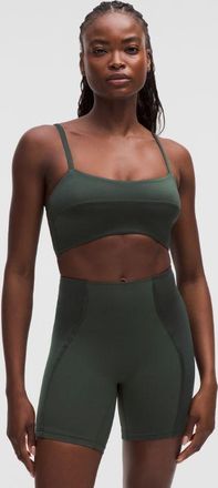 lululemon Brassière de yoga satinée à fines bretelles Maintien léger, bonnets C et D pour Femmes - Vert - Taille 10