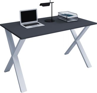 VCM Holz Schreibtisch/H. 76 x B. 140 x T. 50 cm/Computertisch schlicht/F&uuml;&szlig;e aus hochwertigem Metall/Arbeitstisch/B&uuml;rom&ouml;bel - Lona X