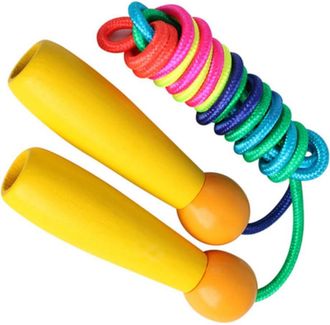 UPKOCH Einstellbares Springseil mit Holzgriffen für Outdoor Fitness seil Farbiges Trainingsseil Leicht Verstellbar für Sport und Spiel Zufällige Farbe Zufäll