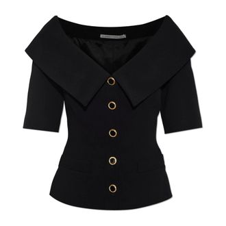 Alessandra Rich Kurz&auml;rmliger Wollblazer - - Jackets - Damen - Schwarzk - XS