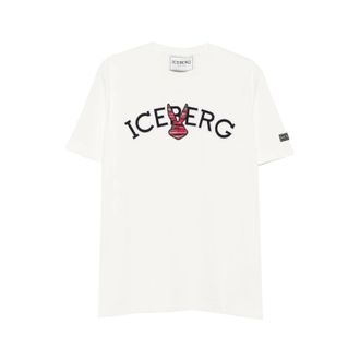 Iceberg Homme, Tops, Blanc, Taille: L T-shirt &agrave; &eacute;cusson logo