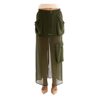 Pinko Langer Georgette-Rock mit Taschen - - Skirts - Damen - Gr&uuml;n - L