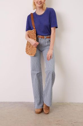 Gerard Darel Jean Flare &agrave; rayures - ANNA - Bleu ciel