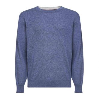 Brunello Cucinelli Cashmere Rundhalspullover - - Knitwear - Herren - Blau - 2XL