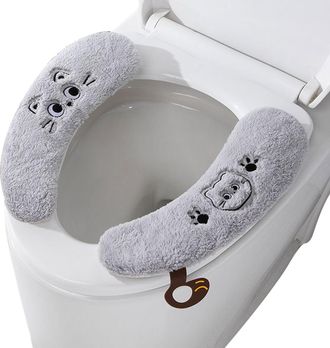 Generic Toilettensitzbezug - Dickes Pl&uuml;sch-Winterkissen, integrierter Griff, Universalkleber | Die waschbare, weiche Unterlage erh&ouml;ht den Komfort f&uuml;r O-f&ouml;rmig