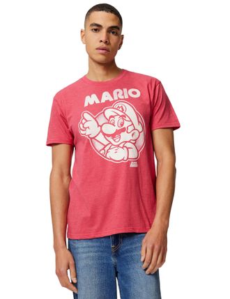 Nintendo Herren So Mario T-Shirt, Rot meliert, X-Groß