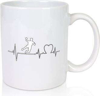 Generic Handballer Herzschlag | Motiv Handball | Hobbysport - Tasse Weiss - Kaffeetasse/Geschenk/Familie