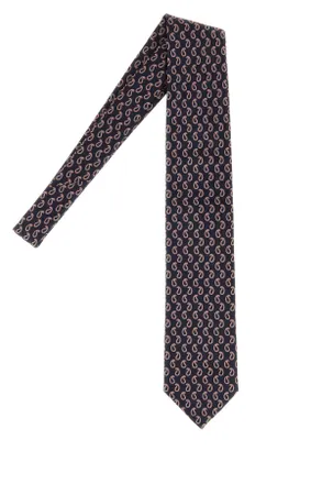 Brioni Paisley Silk Necktie - Navy