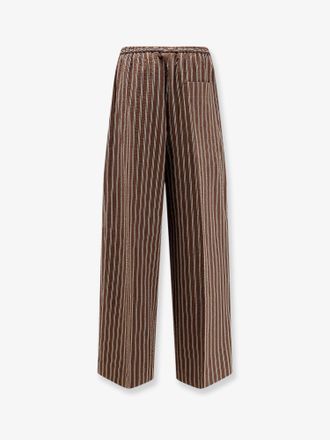 Closed Womens Trousers Wynston Striped Cotton Brown