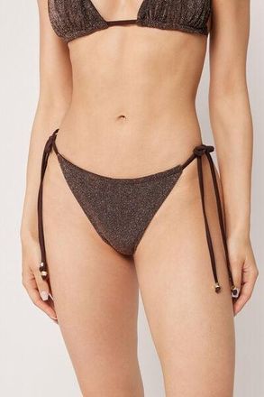 Calzedonia Brazilian-bikinihose Mit Schmalen B&auml;ndchen Brown Glitter Braun