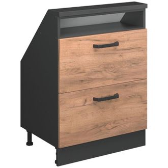 Vicco Meuble mansard&eacute; Rion, Anthracite/ch&ecirc;ne dor&eacute;, avec 2 tiroirs, Vicco
