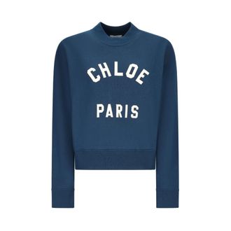 Chlo&eacute; Crewneck Logo Sweatshirt - - Sweatshirts & Hoodies - Damen - Blau - L
