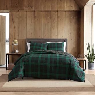 Eddie Bauer Ensemble de Housse de Couette pour Grand lit, literie réversible en Coton avec taies Assorties, décoration dintérieur à Carreaux avec Fermeture à Bout