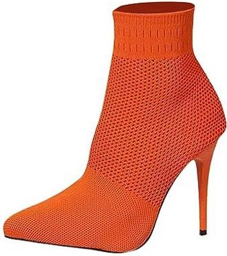 E.SSUE Bottines Femme Talon Aiguille Mode Hiver Chaud Bottines Sexy Vintage Bottines Antidérapant Confortables Boots Cowboy Western Bottes Talon Epais Respir