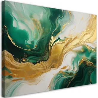 Feeby Tableau d&eacute;co Texture abstraite de marbre vert or 90x60