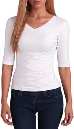 Generic sous Pull Femme Tee Shirt Manche Longue Femme Haut Cadeau pour Elle - T-Shirt Basique Col V &Agrave; Manches Courtes, Doux Et Confortable, Id&eacute;al Printemps Au