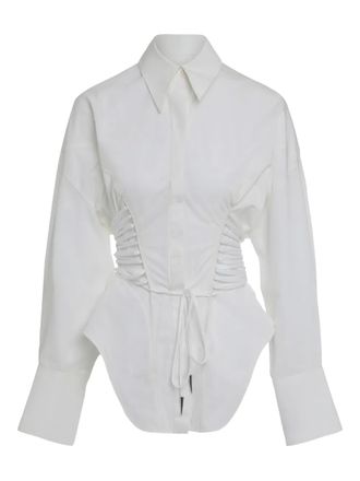 MUGLER chemise &agrave; d&eacute;tail de corset - Blanc