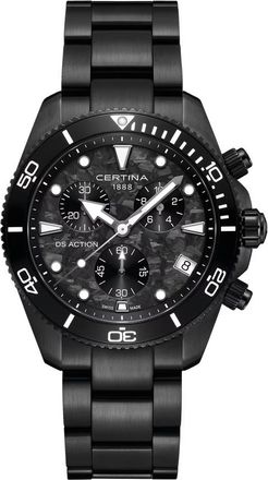 Certina DS Action Chrono, Quarz, Karbon schwarz, PVD-Beschichtung, Edelstahl 316L Herrenuhr C048.417.33.201.00