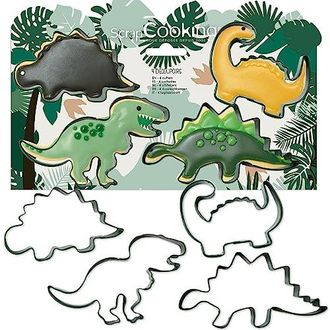 ScrapCooking 4 Emporte-Pi&egrave;ces Dinosaures - D&eacute;coupoirs &agrave; Biscuits en M&eacute;tal - Moules Dinos pour Petits G&acirc;teaux - Accessoires P&acirc;tisserie Anniversaire D&eacute;co Jungle Anim