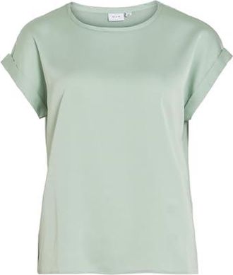 Vila Vila Viellette S/S Satin Top-Noos T-Shirt, Menthe, 38 Femmes