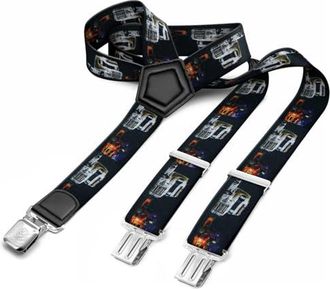 Glamexx24 Bretelles Homme, Largeur 4 cm, R&eacute;glable Bretelles en Forme de Y, 3 Robuste Clips, Avec des Motifs Vari&eacute;s pour Hommes et Femmes