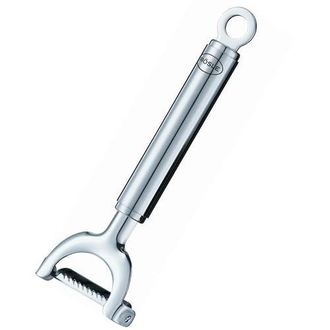 Rösle Éplucheur à Julienne, Lame Mobile, Haut de Gamme, Éplucheur de Forme Ergonomique pour Fruits et Légumes, Acier Inoxydable 18/10, Argent