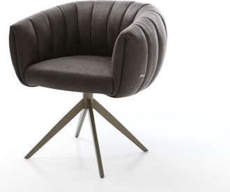 DELIFE Drehstuhl Jada-Flex Mikrofaser Anthrazit Vintage Kreuzgestell breit Effektfinish Titan 360&deg; drehbar Wippfunktion Taschenfederkern, Esszimmerst&uuml;hle
