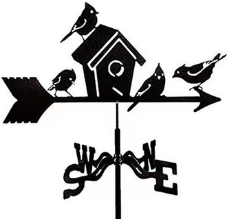 Generic Wetterfahne Aus Schwarzem Metall, Windrichtungsanzeiger f&uuml;R Schuppen, Garten, Terrasse, Dekoration, Windrichtungsanzeiger f&uuml;R Den Au&szlig;Enbereich(A13)