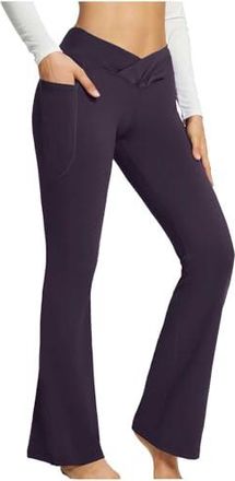 Generic Legging &eacute;vas&eacute; d&eacute;contract&eacute; pour femme - Pantalon de yoga extensible - Taille haute - Pantalon dentra&icirc;nement - Pantalon de sport - Legging gainant, viol