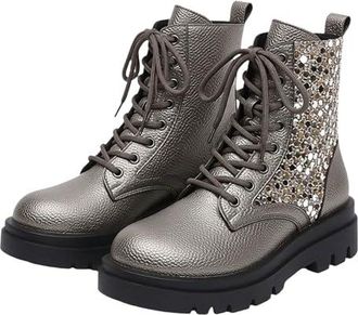 Generic Bottines &agrave; bout rond pour femme avec paillettes et semelle &eacute;paisse pour tous les jours pour femme 39 40, or, 38 EU