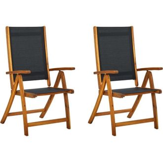 vidaXL Vidaxl - Chaises pliables de jardin lot de 2 Bois dacacia et textilène