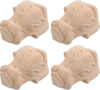 SOLUSTRE Anneome 4 St&uuml;ck Massive Holzm&ouml;belf&uuml;&szlig;e mit Geschnitztem Muster Robuste Sofaf&uuml;&szlig;e aus Vollholz Vielseitig Einsetzbar f&uuml;r Tv schr&auml;nke Tische und Schr&auml;nke 