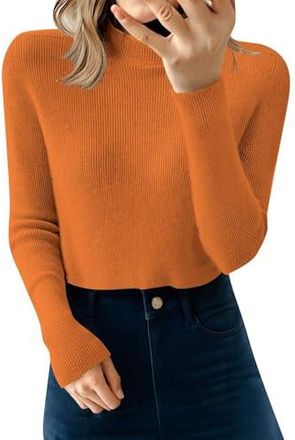 Generic Pull pour femme - Col mi-haut - Couleur unie - R&eacute;tro - Coupe ajust&eacute;e - Couche de base - Chaud et confortable - Pour lautomne et lhiver - Pour le quoti