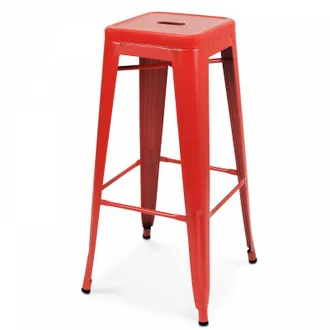 Oviala Tabouret de bar en m&eacute;tal rouge mat
