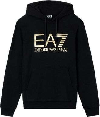 Emporio Armani Herren Hoodie Mit Gro&szlig;em Train-Logo, Black/Gold, XL