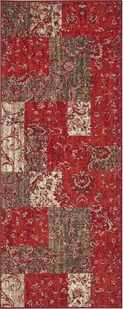 Hanse Home Teppich Kirie - Patchwork Teppich Kurzflor Modern Vintage Design Teppiche für Esszimmer, Wohnzimmer, Kinderzimmer, Flur, Schlafzimmer, Küche - Rot Bra