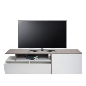 Mendler TV-Rack HWC-L34, Lowboard Fernsehtisch Sideboard TV-Schrank Kommode, Holz 45x161x40cm Staufach, Beton-Optik wei&szlig;