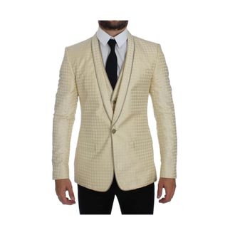 Dolce & Gabbana Beiger gepunkteter Slim Fit Blazer - - Jackets - Herren - Beige - XS