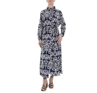 Ital-Design Maxikleid Damen Freizeit (85885239) Ornamente Blusenkleid in Blau