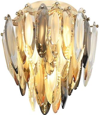 Globo Lighting Deckenleuchte Kronleuchter goldfarben K9 Kristalle champagnerfarben H 36 cm