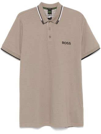 BOSS polo &agrave; logo brod&eacute; - Gris