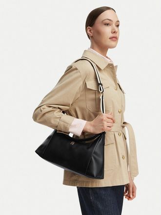 Tommy Hilfiger Handtasche Tommy Hilfiger Th Essential Shoulder Bag AW0AW18374 Schwarz