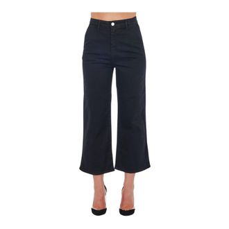 Frankie Morello Hochtaillierte Cropped Hose mit Mehreren Taschen - - Trousers - Damen - Schwarzk - XS