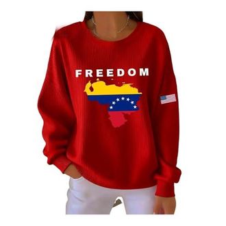 Generic Sweat imprim&eacute; Freedom Venezuela pour femme, Rouge, XXL