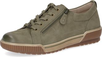 Caprice Damen Sneaker flach aus Leder Low Top, Grün (Olive Nubuc), 40.5 EU