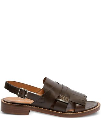 Guglielmo Rotta sandales &agrave; franges et bride &agrave; boucle - Marron